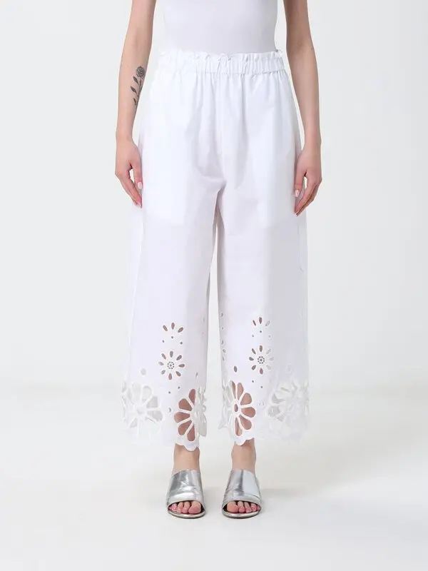 MEIMEIJ Sangallo Broderie Anglaise Wide-leg Trousers - White