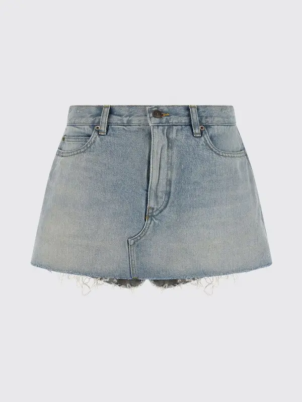 Balenciaga Cotton Denim Distressed Shorts