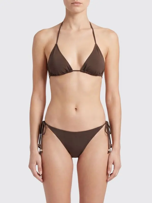 Jacquemus Triangle Bikini Top In Technical Fabric - Brown