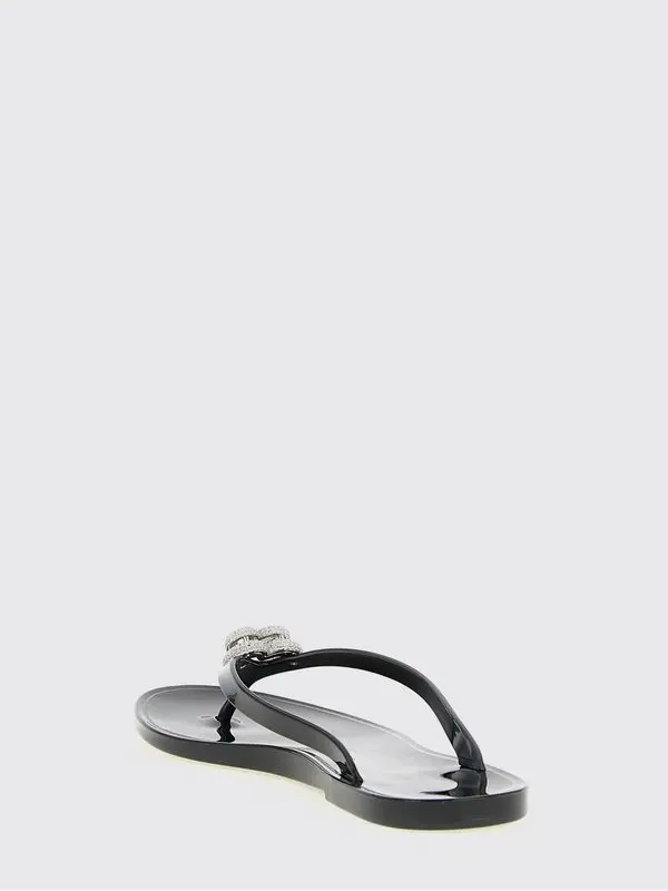 Mach & Mach Embellished Heart Flip Flop Sandals - Black