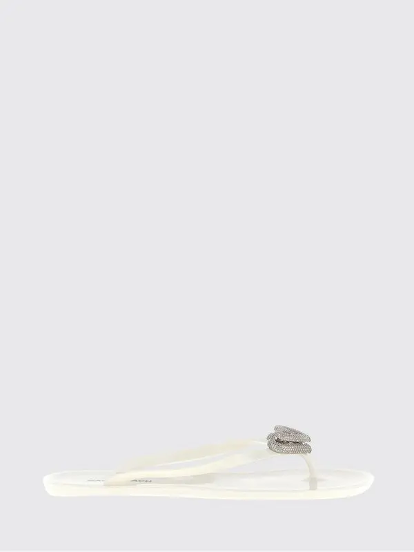 MACH&MACH Mach & Mach Rhinestone Heart Pvc Flip Flops - White