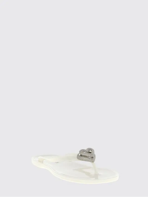 MACH&MACH Mach & Mach Rhinestone Heart Pvc Flip Flops - White