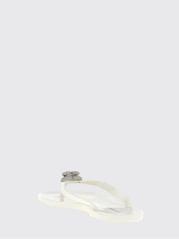 MACH&MACH Mach & Mach Rhinestone Heart Pvc Flip Flops - White