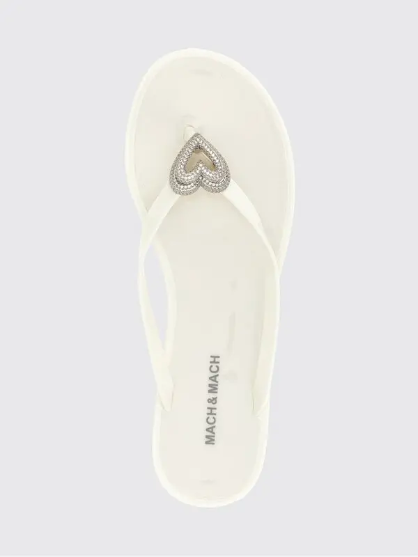 MACH&MACH Mach & Mach Rhinestone Heart Pvc Flip Flops - White