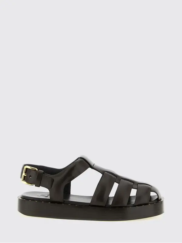 Church's Leather Sandals With Perforated Design And Adjustable Ankle Strap - Brown