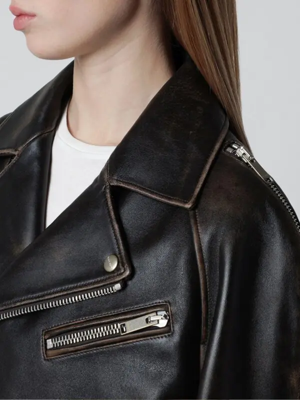 HALFBOY Cropped Leather Biker Jacket