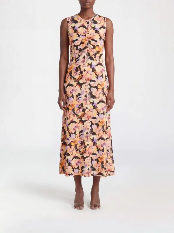 Ulla Johnson Floral Print Ruched Maxi Dress