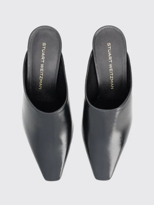STUART WEITZMAN Smooth Lambskin Leather Mules - Black
