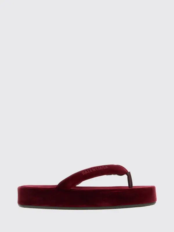 Balenciaga Velvet Platform Flip-flops - Red