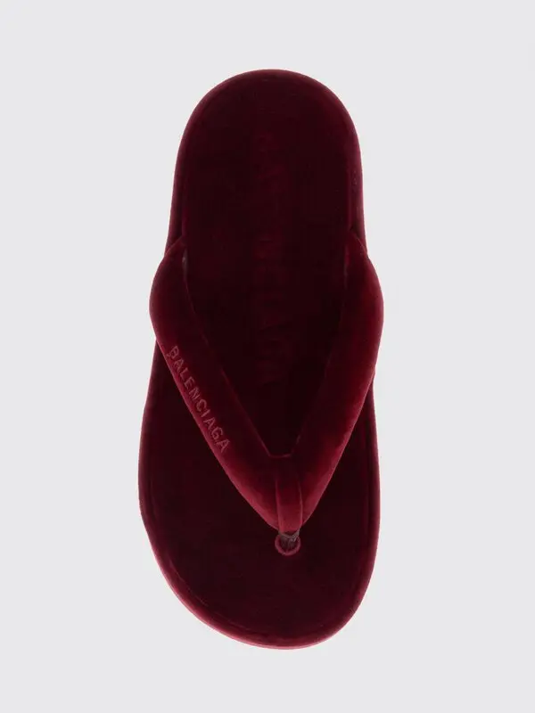 Balenciaga Velvet Platform Flip-flops - Red