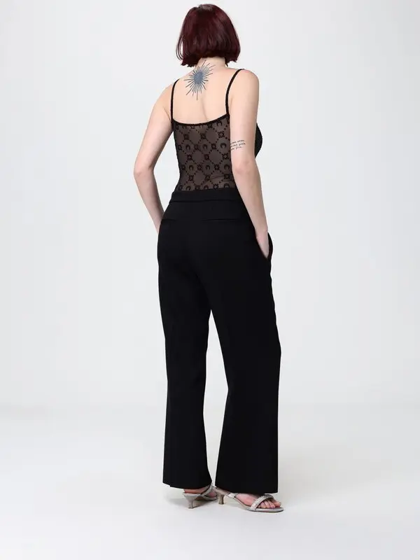 MARINE SERRE All-over Logo Tulle Top - Black