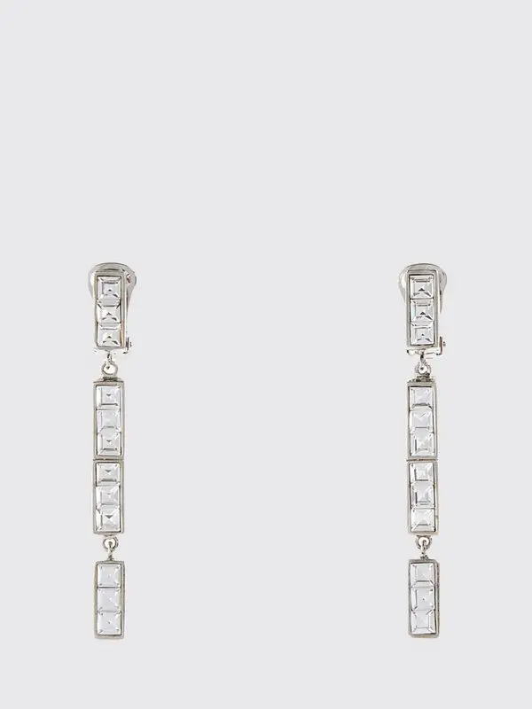 Alessandra Rich Crystal Drop Earrings - Silver
