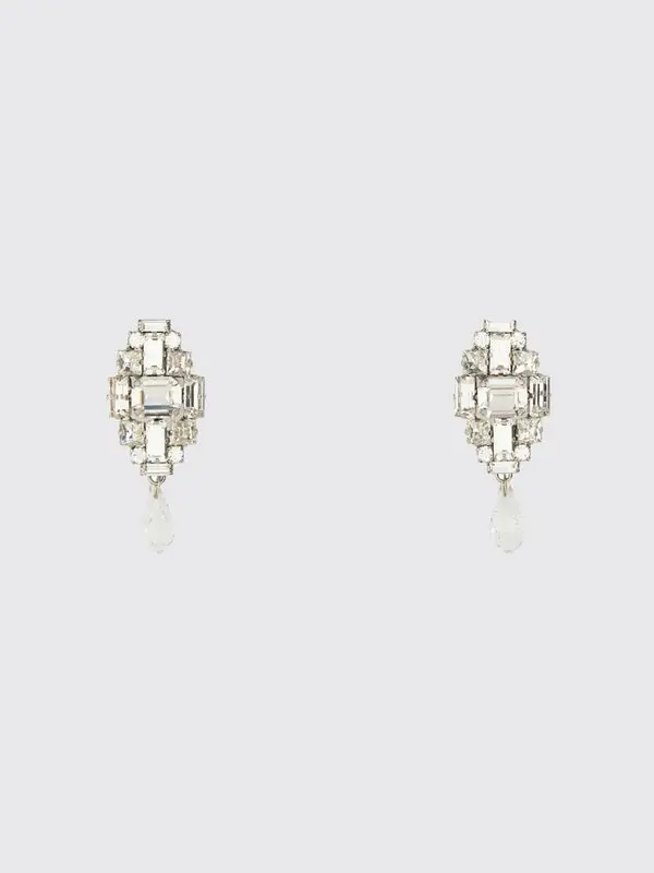 Alessandra Rich Crystal Drop Earrings - Silver