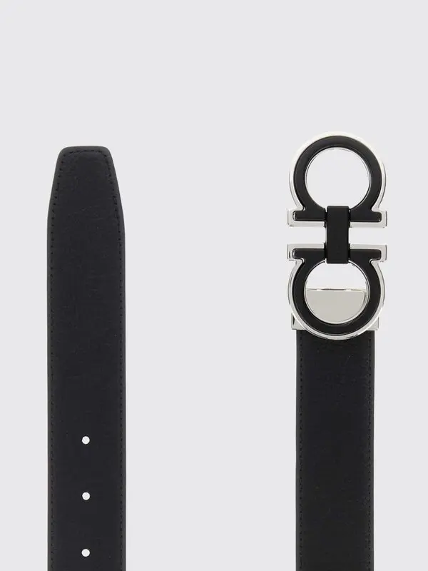 FERRAGAMO Reversible Gancini Belt - Black