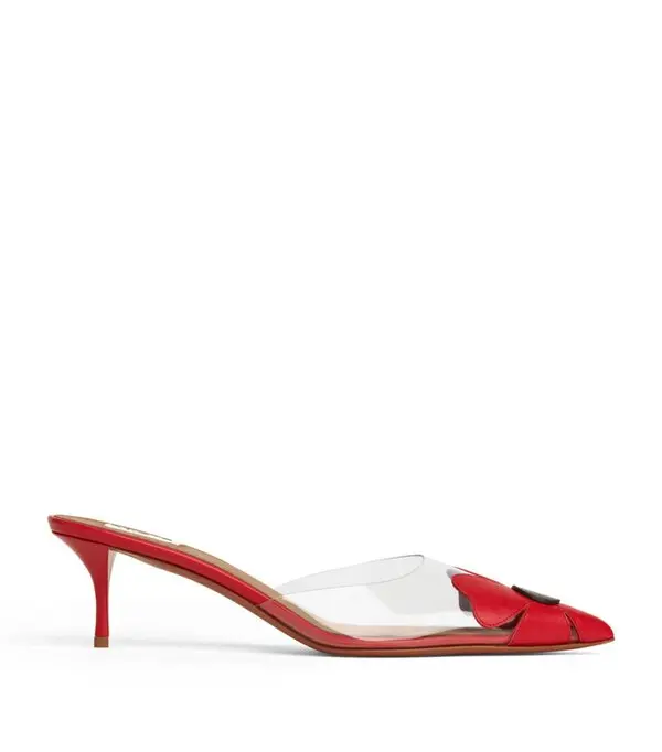 Alaïa Leather Bloom Mules 55 - Red