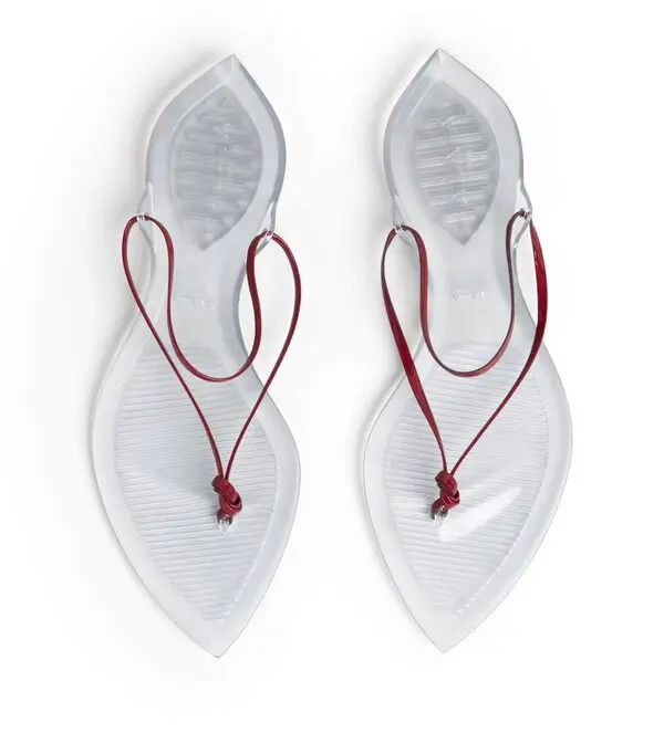 Alaïa Leather Invisible Thong Sandals - Red