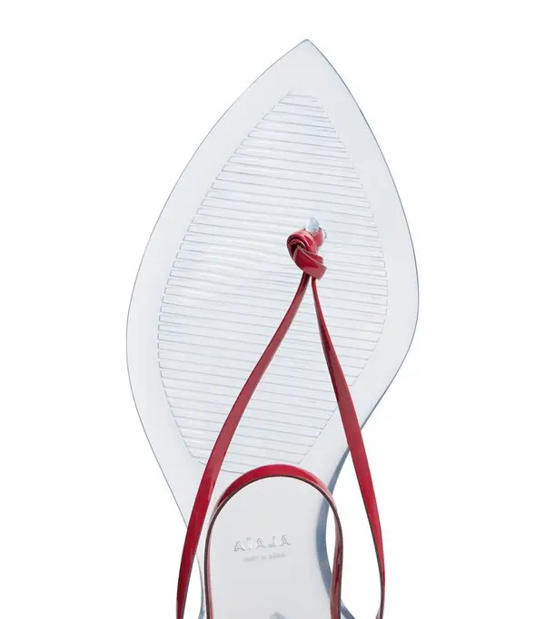 Alaïa Leather Invisible Thong Sandals - Red
