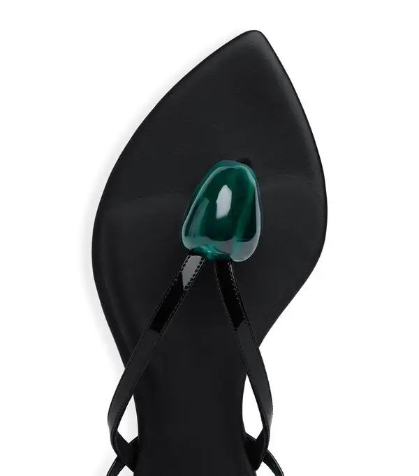 Alaïa Leather Invisible Jewel Flat Sandals