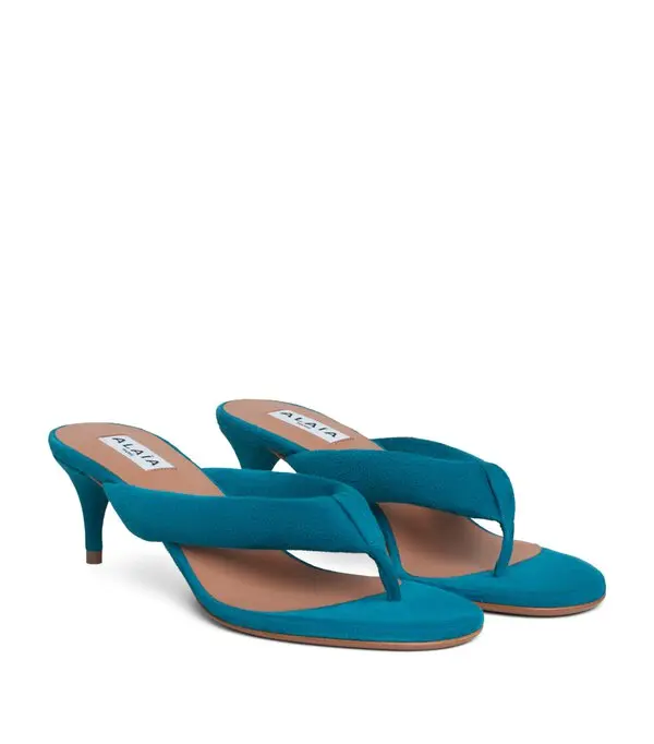 Alaïa Suede Thong Mules 55 - Blue