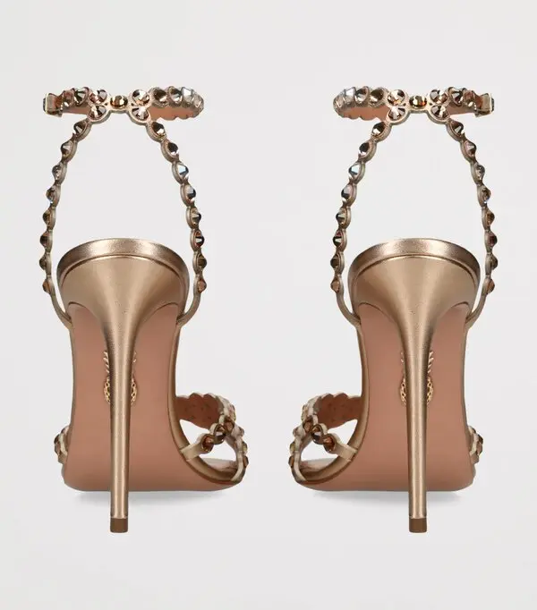 AQUAZZURA Leather Tequila Embellished Stiletto Sandals