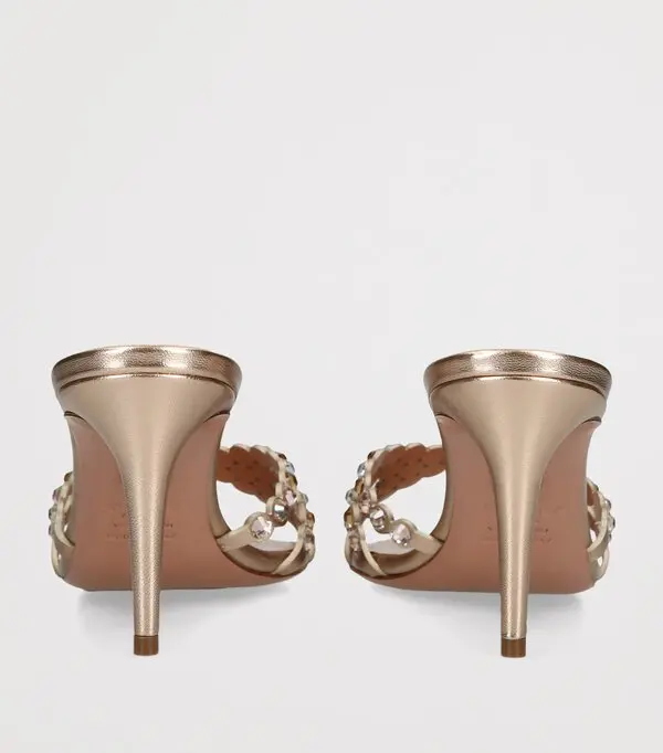 AQUAZZURA Metallic Leather Embellished Tequila Mules 75