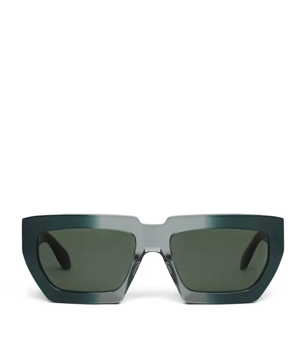 Alaïa Acetate Melted Rectangular Sunglasses - Green