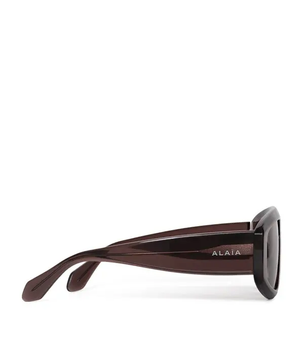 Alaïa Acetate Aviator Mask Sunglasses - Brown