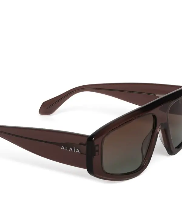 Alaïa Acetate Aviator Mask Sunglasses - Brown