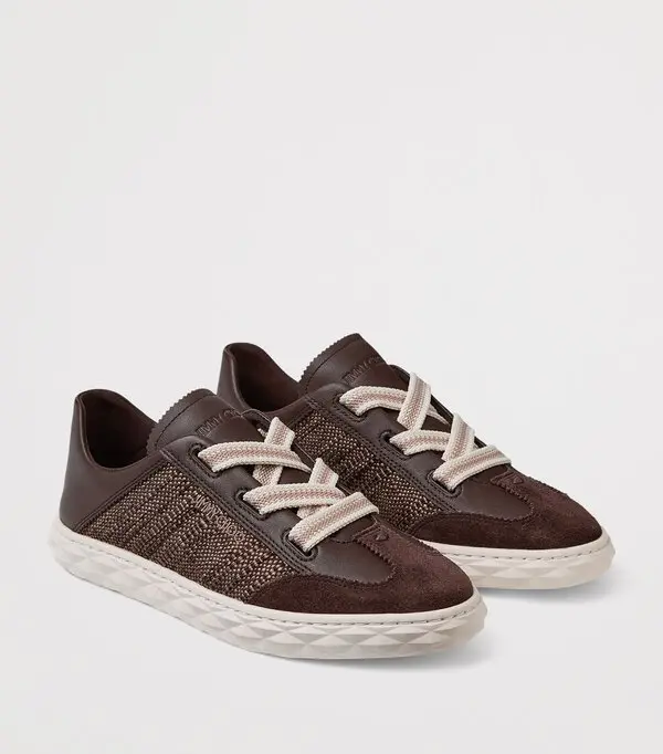 JIMMY CHOO Diamond Light Flex F Woven Leather Low Top Sneakers - Brown