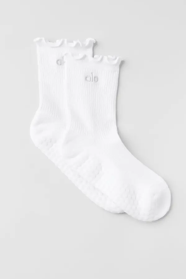 Alo Yoga Lettuce Edge Grip Socks - White