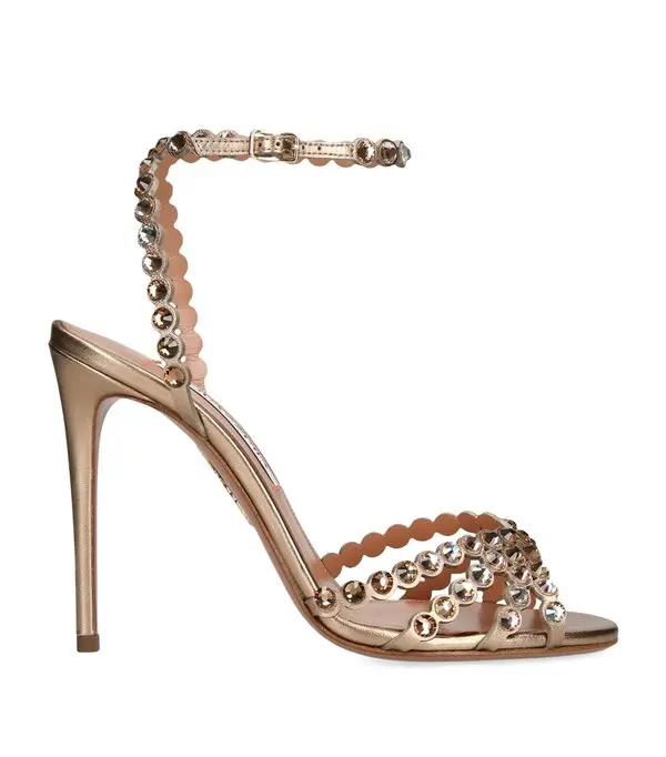 AQUAZZURA Leather Tequila Sandals 105 - Brown