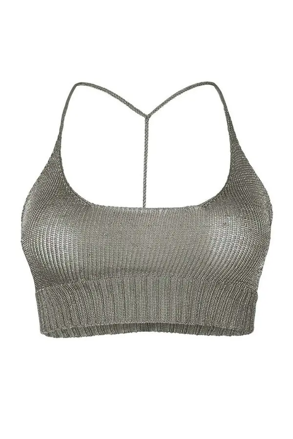 NATALIA FEDNER Sparkly Yarn Knit Bralette - Silver