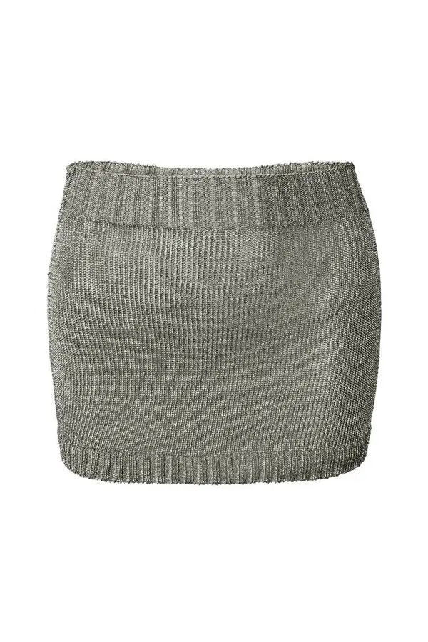 NATALIA FEDNER Metallic Knit Mini Skirt
