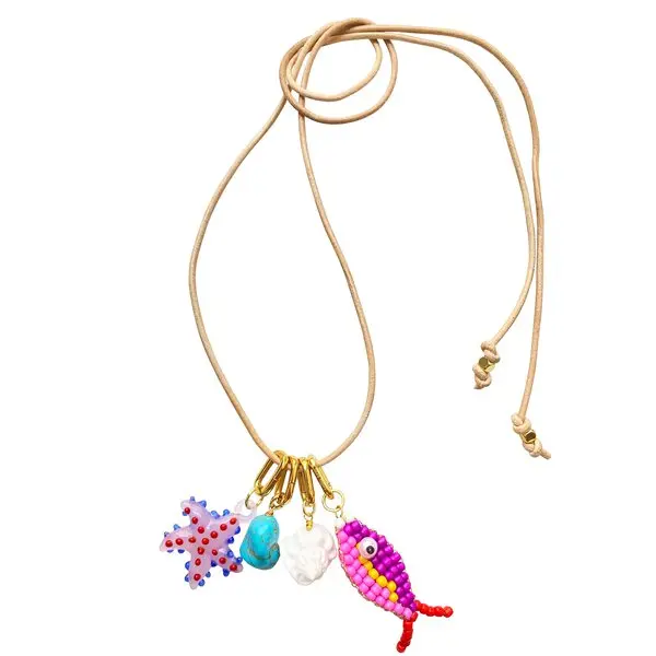 SMILLA BRAV Take Me To The Sea Charm Necklace With Leather Cord - Black/gray