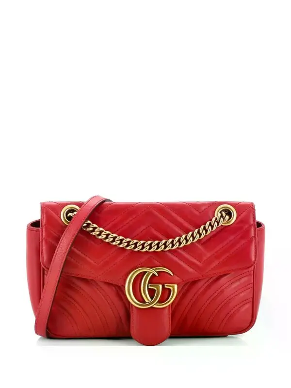 Gucci Matelassé Leather Small Flap Crossbody Bag - Red