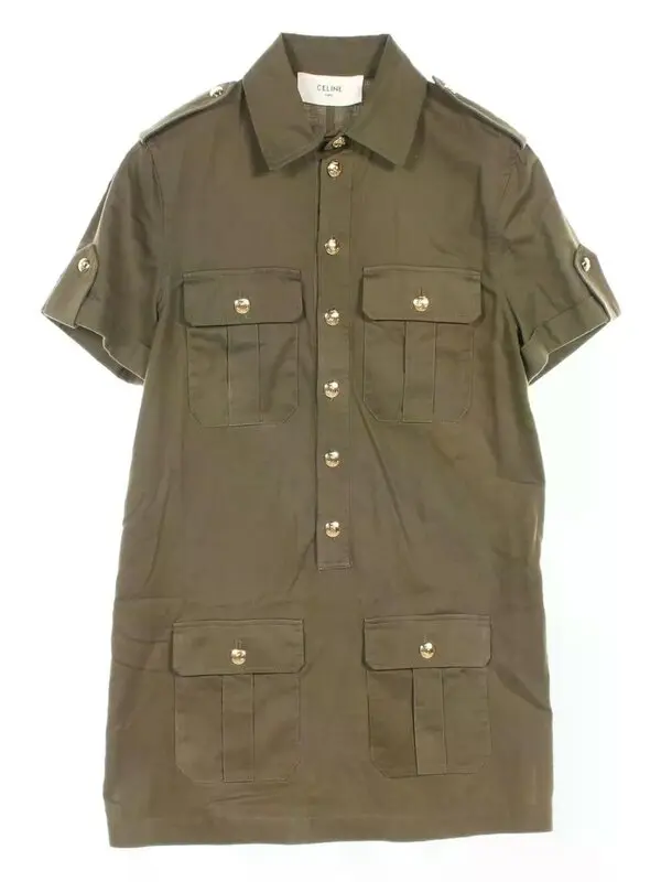 Celine Pocketed Shirt Dress - Green