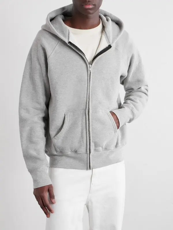 LES TIEN Heavyweight Cotton-jersey Raglan Zip-up Hoodie