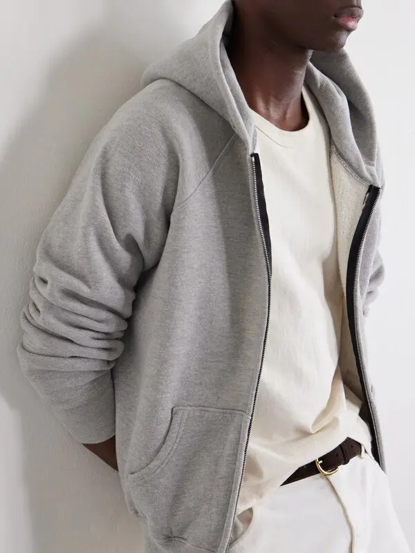 LES TIEN Heavyweight Cotton-jersey Raglan Zip-up Hoodie