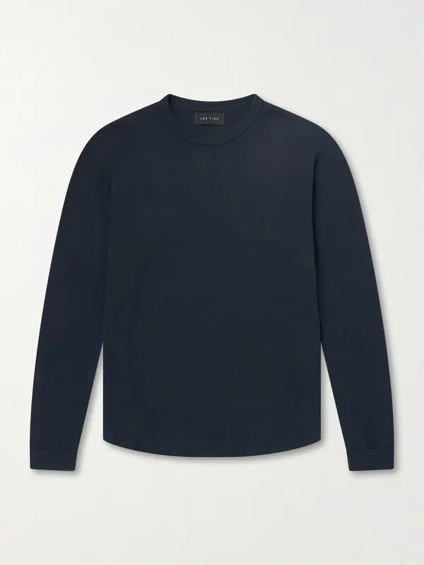 LES TIEN Waffle-knit Cotton-blend Thermal T-shirt