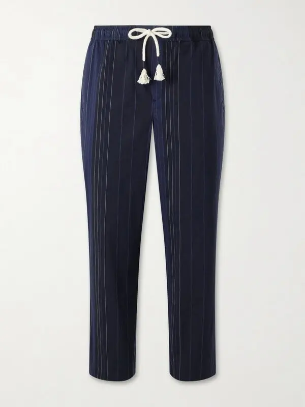 Orlebar Brown Straight-leg Striped Cotton Trousers - Blue