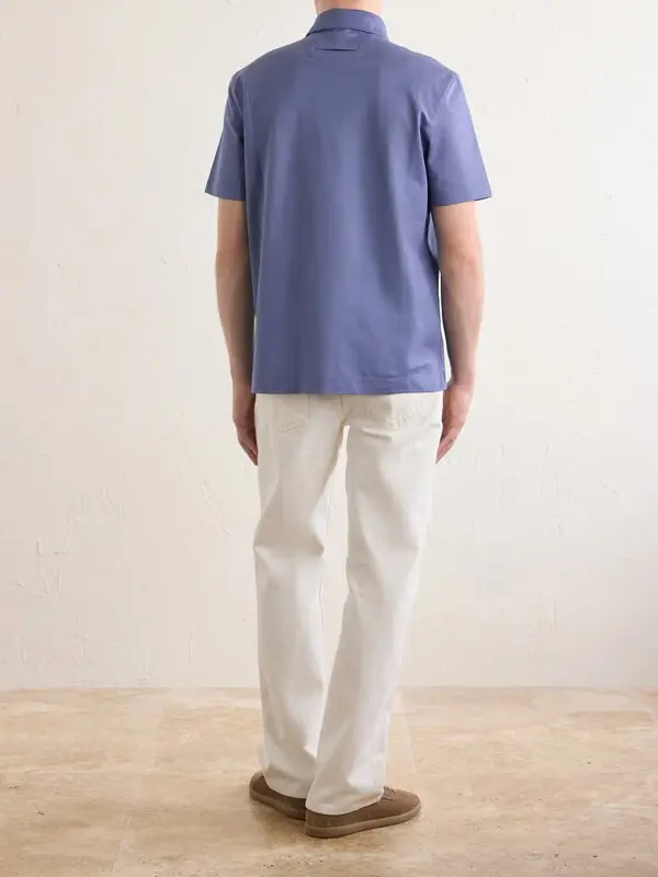Zegna Knitted Cotton-piqué Polo Shirt
