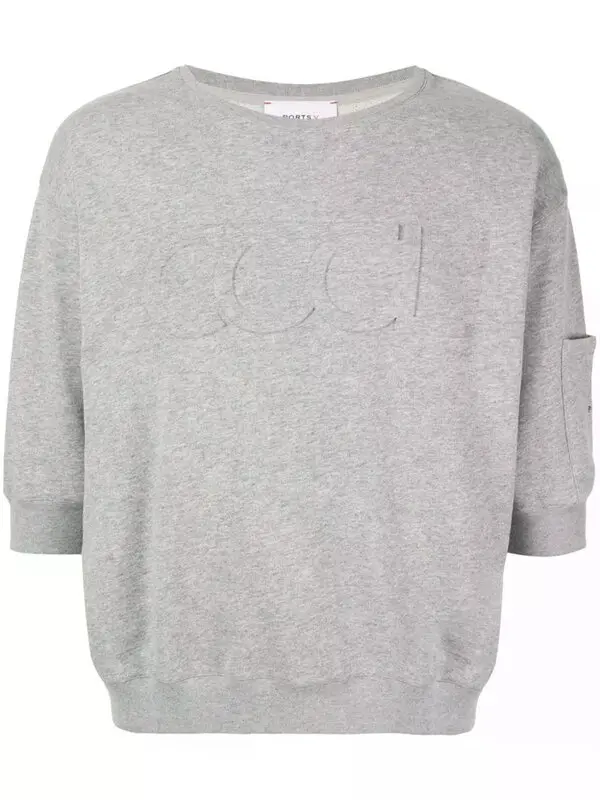 PORTS V Embroidered "cool" Slogan Sweater - Grey