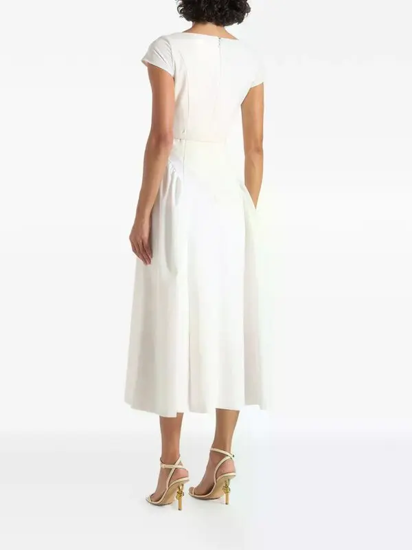 Manière De Voir Boat Neck Belted Midi Dress - White