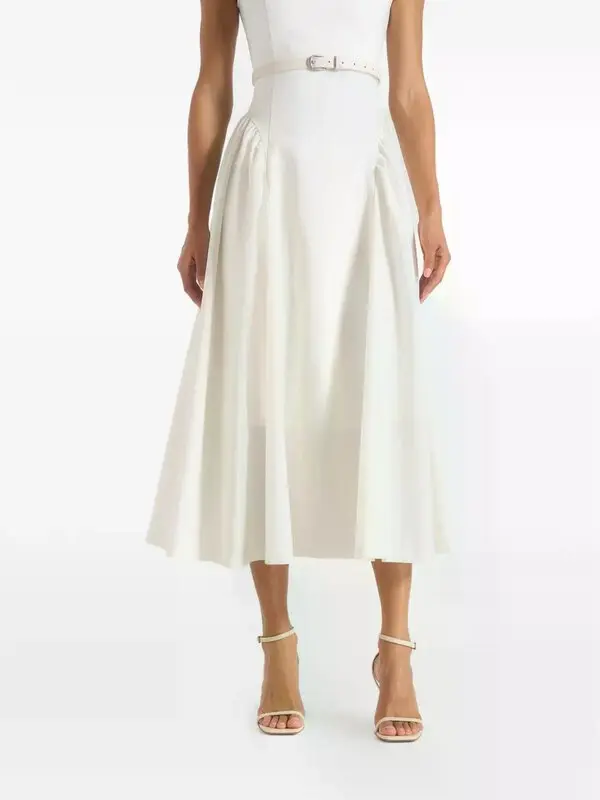 Manière De Voir Boat Neck Belted Midi Dress - White