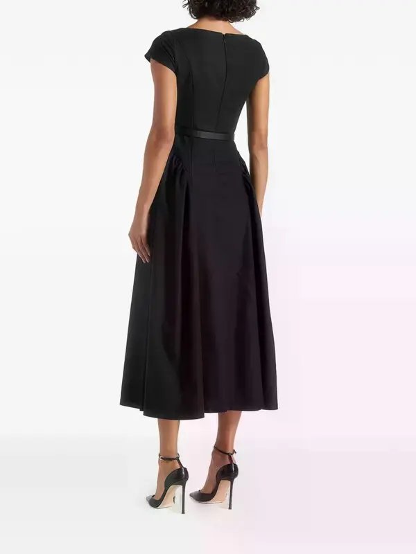 Manière De Voir Gaia Boat-neck Belted Pleated Midi Dress - Black