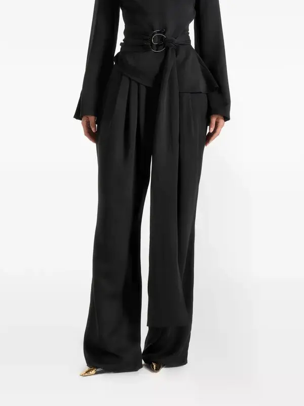 Manière De Voir Aurore Mock Neck Pleated Wide Leg Jumpsuit With Ring Belt