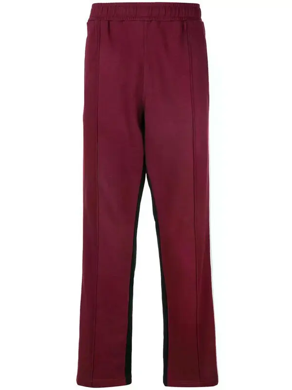PORTS V Burgundy Cotton Side Stripe Trousers