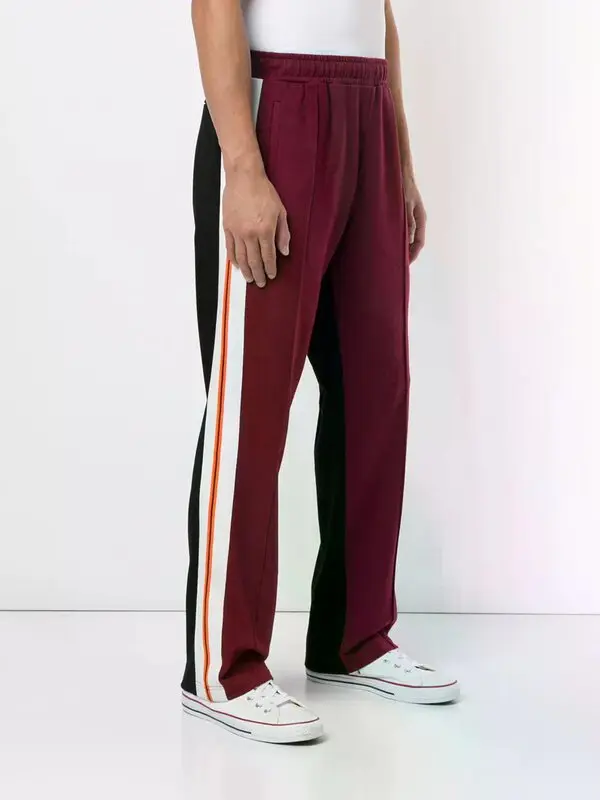 PORTS V Burgundy Cotton Side Stripe Trousers