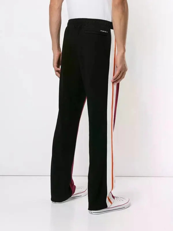 PORTS V Burgundy Cotton Side Stripe Trousers