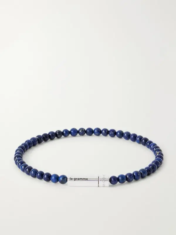 Le Gramme 11g Sterling Silver And Lapis Lazuli Beaded Bracelet - Blue